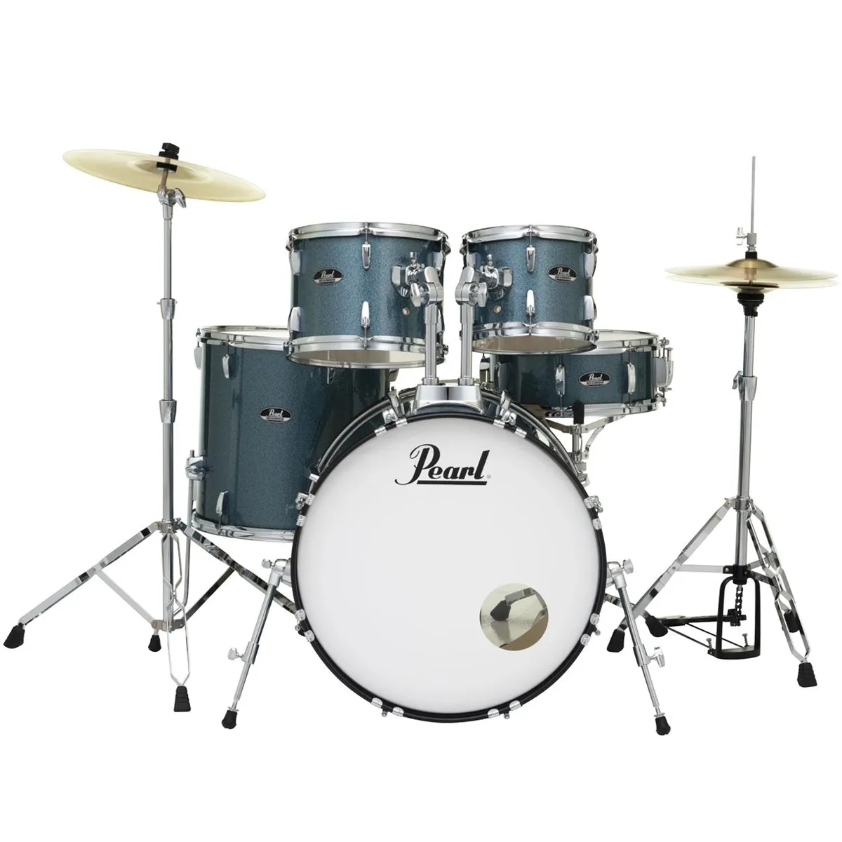 Pearl Roadshow 5-Piece Drum Set w/ Cymbals - Aqua Blue Glitter – Ardens ...